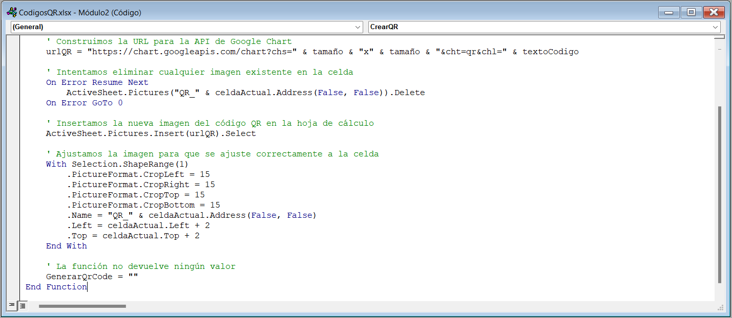 Crear códigos QR en Excel - Dostin Hurtado